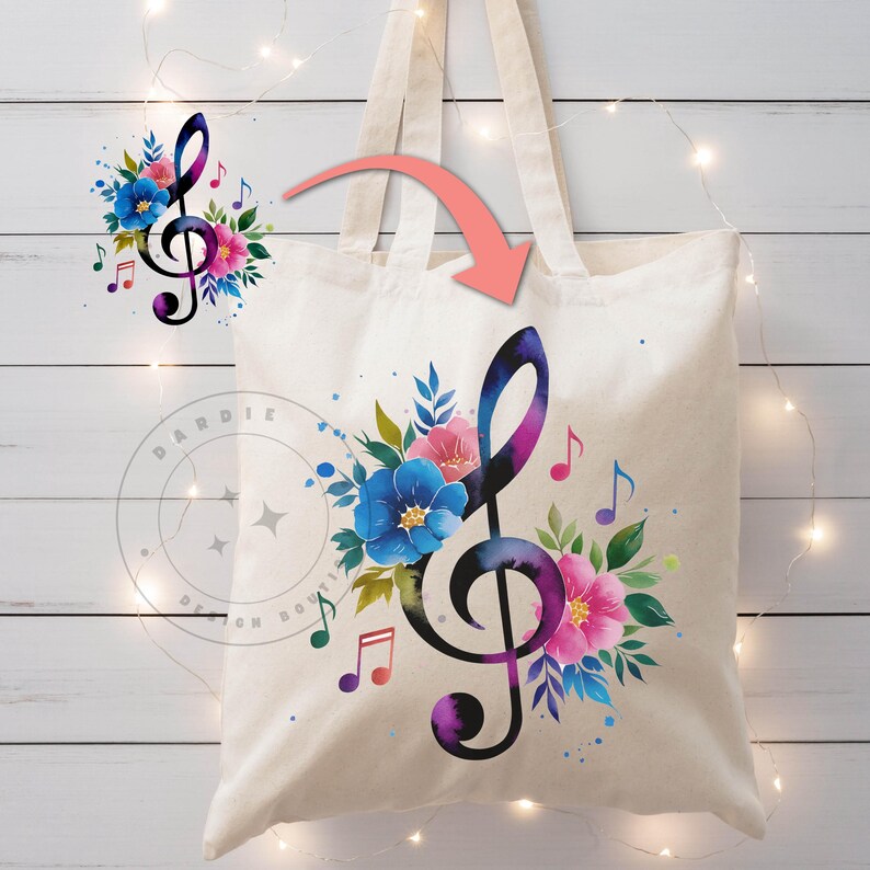 Pretty Music Note Png Musical Notes Colorful Floral Band Mom Girly Band ...