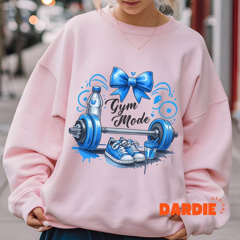 Blue Gym Mode PNG, Cute Workout Sublimation Design, Fitness Lover ...
