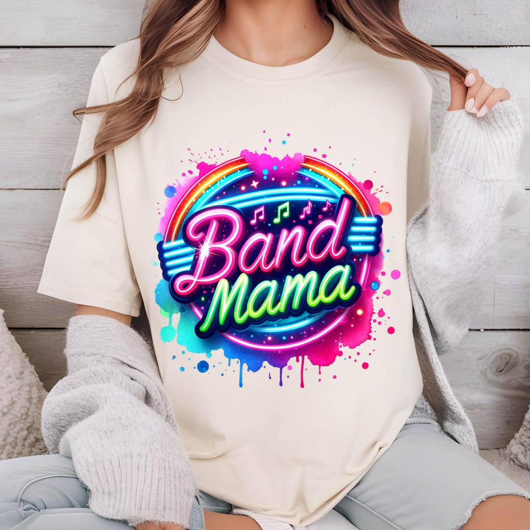 Neon Glow Band Mama PNG 80s 90s Vintage Cool Mama Band Tshirt Design ...