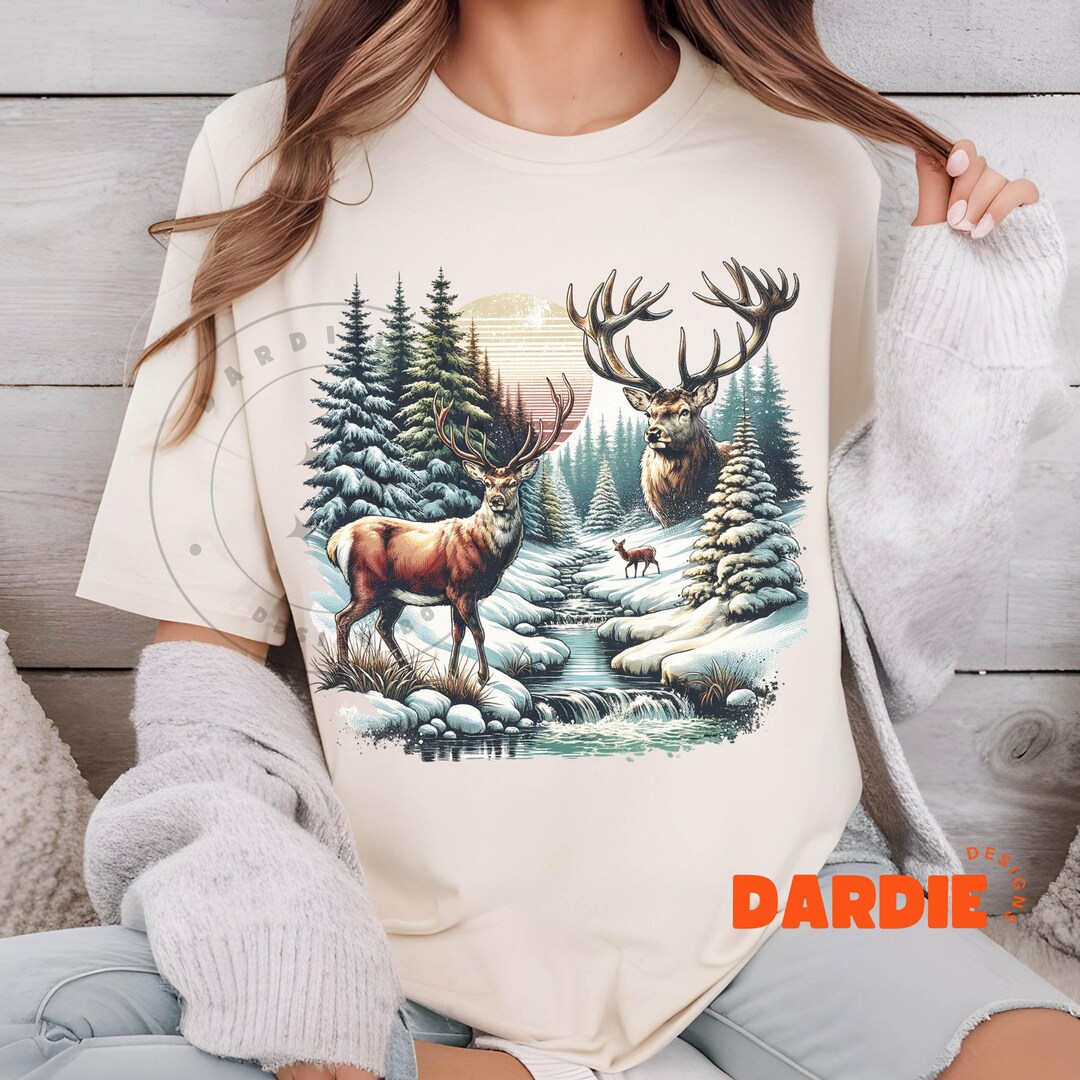 Retro Deer Wilderness Scene PNG Grandpacore Png Buck Png Nineties ...