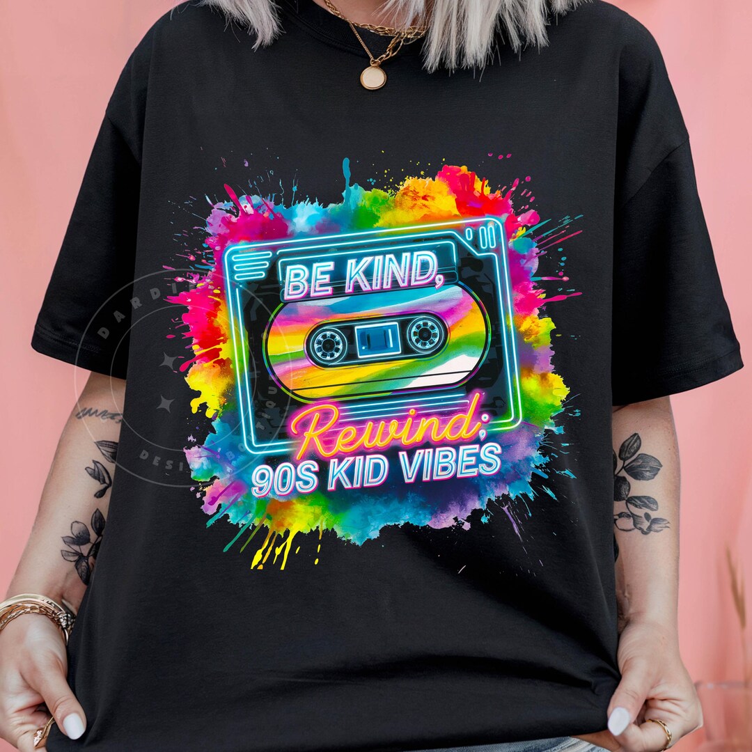 90s Kid PNG Be Kind Rewind Cassette VHS 90s Vibe Neon Glow Retro Png ...