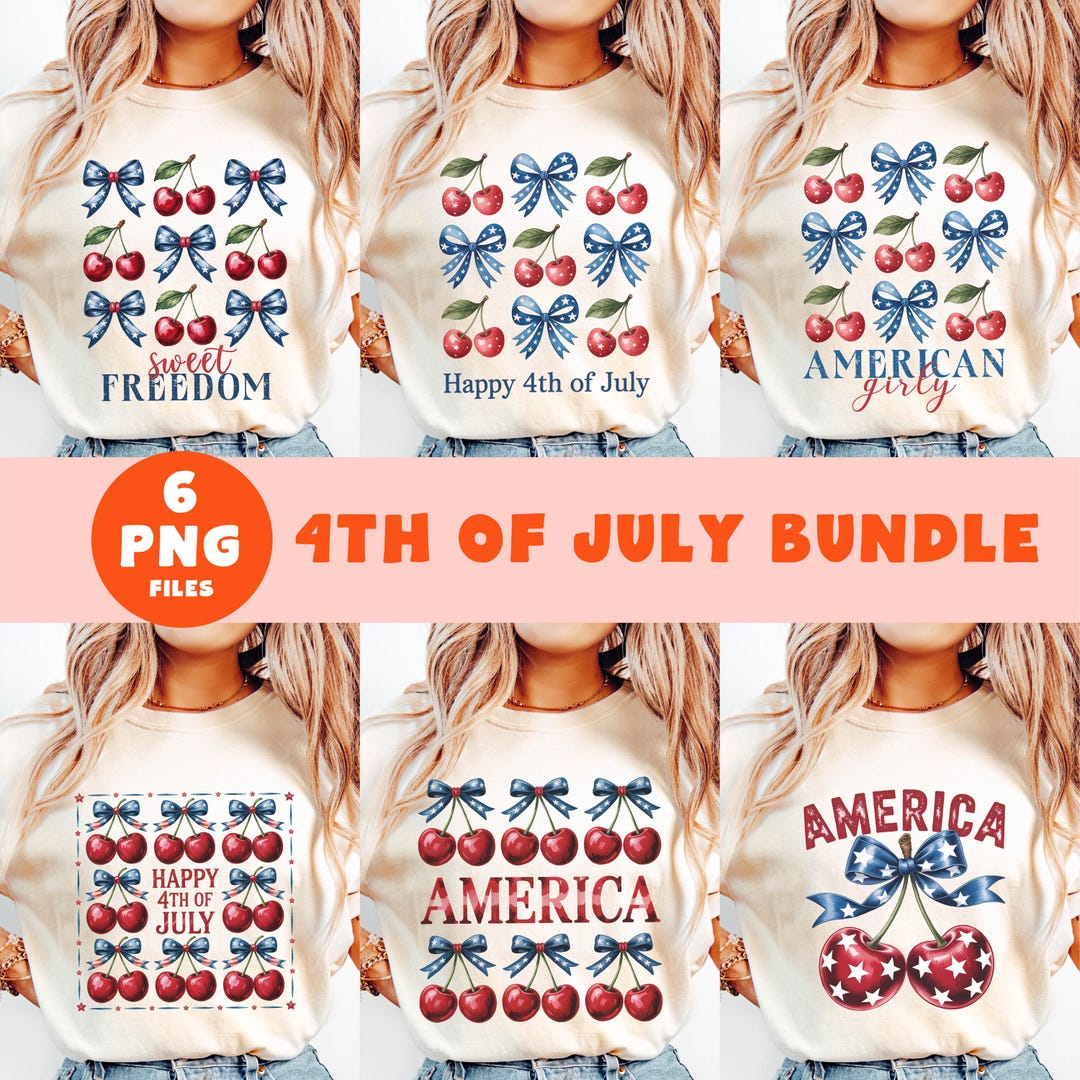 Cherry 4th of July PNG Bundle Watercolor Girly America Patriotic ...