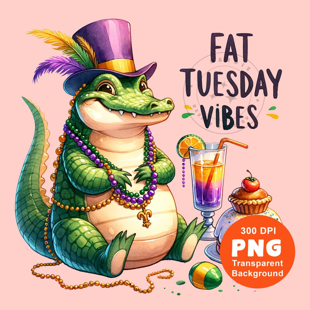 Fat Tuesday Png King Cake Mardi Gras Alligator NOLA Png New Orleans Png ...