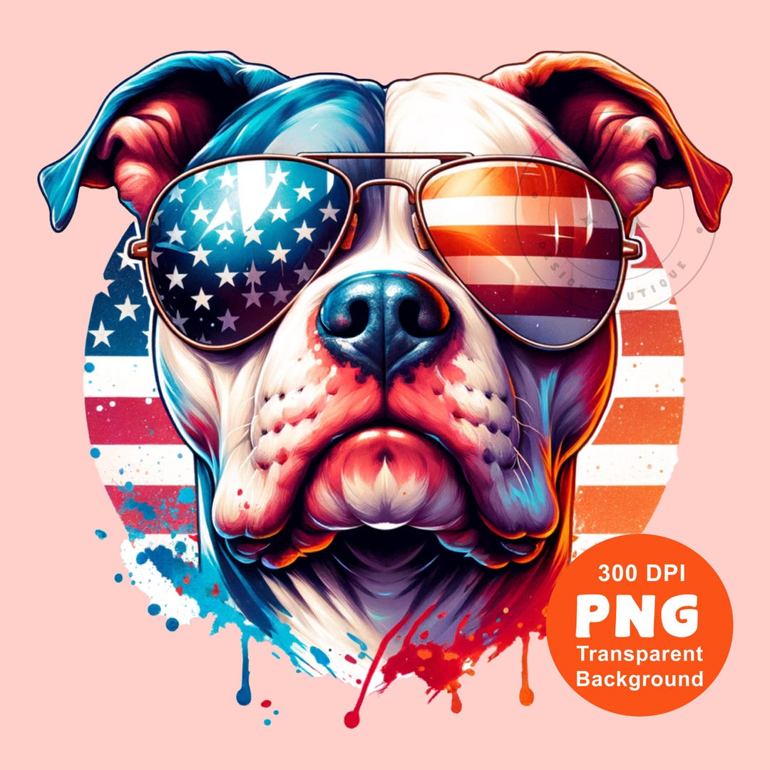 American Flag Pitbull PNG Americana Pitty Bulldog Patriotic Dog 4th of ...