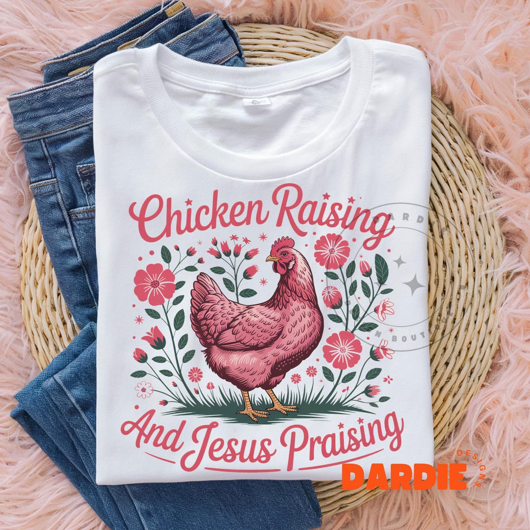 Chicken Raising Jesus Praying PNG, Floral Farmhouse Design, Christian ...