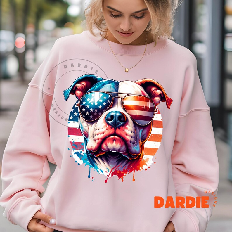 American Flag Pitbull PNG Americana Pitty Bulldog Patriotic Dog 4th of ...