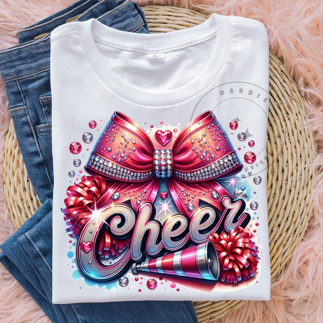 Pink Cheer PNG Glitter Football Game Day Cheerleader Png Sublimation ...