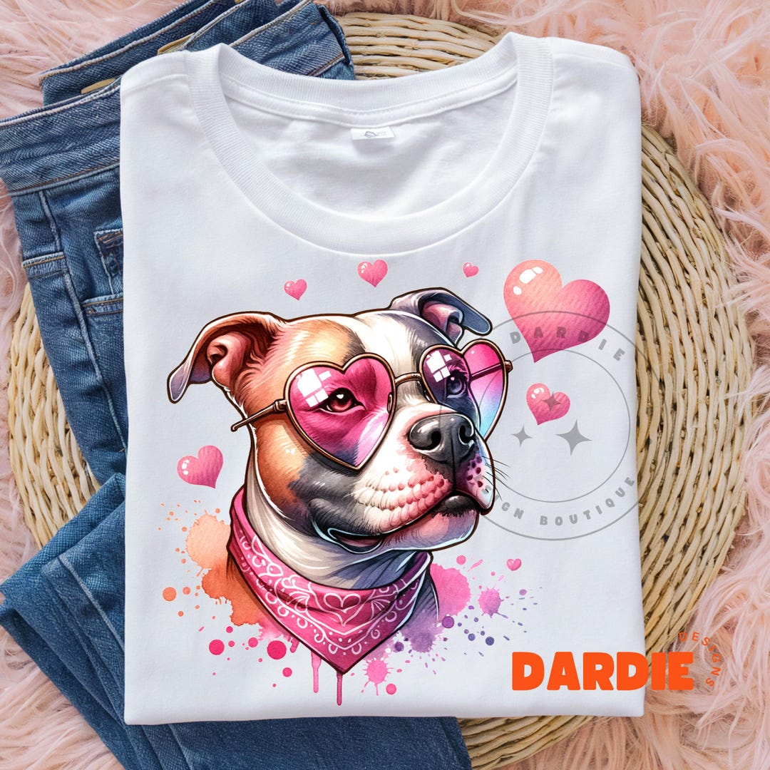 Valentine Pitbull PNG Pitty Png Valentine's Day Dog Tshirt Design Pod ...