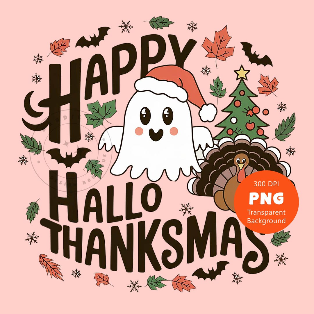 Happy Hallothankmas PNG Halloween Christmas Thanksgiving Holiday Season ...