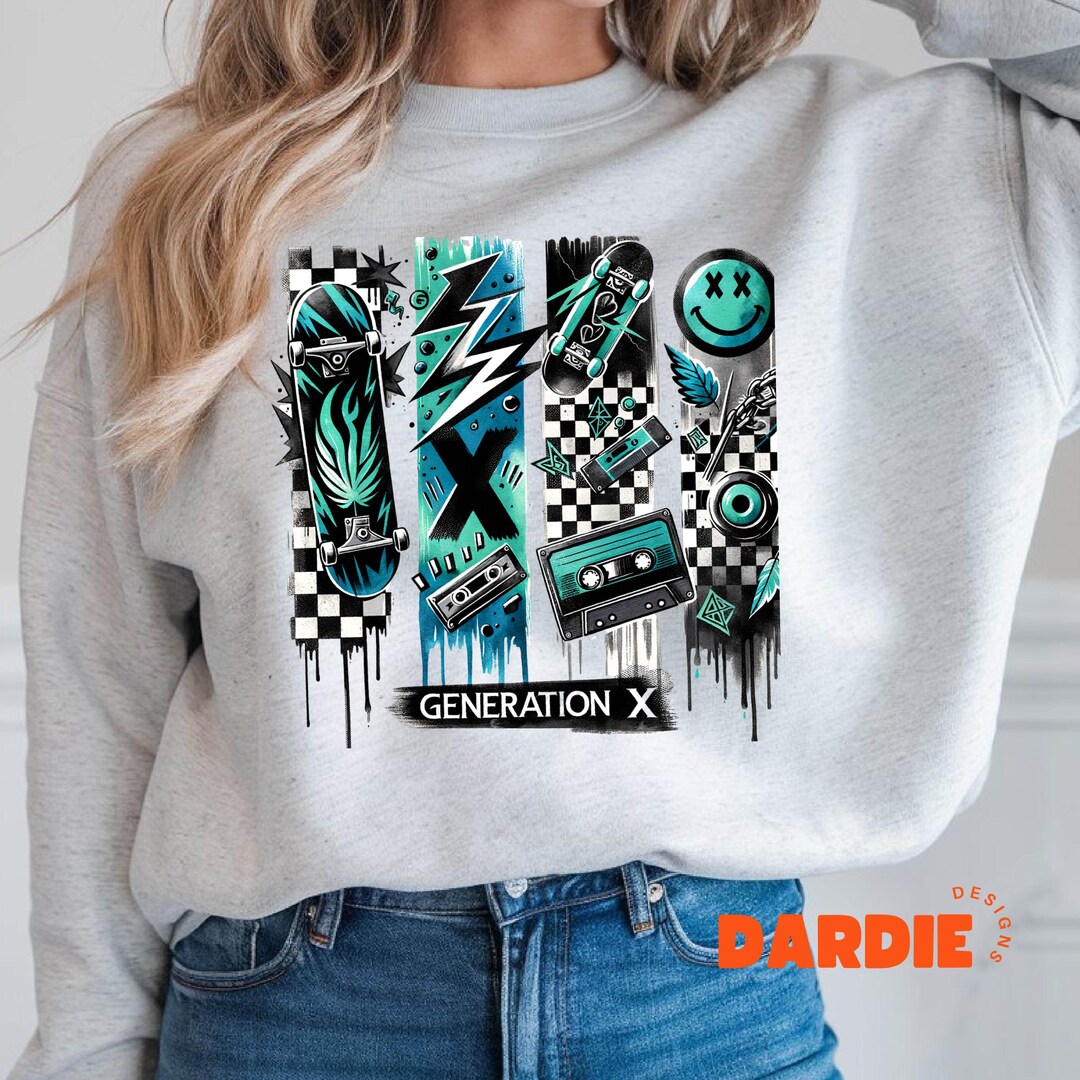 Generation X PNG Retro 90s Skater Grunge Mixed Tape Checkered Gen X ...