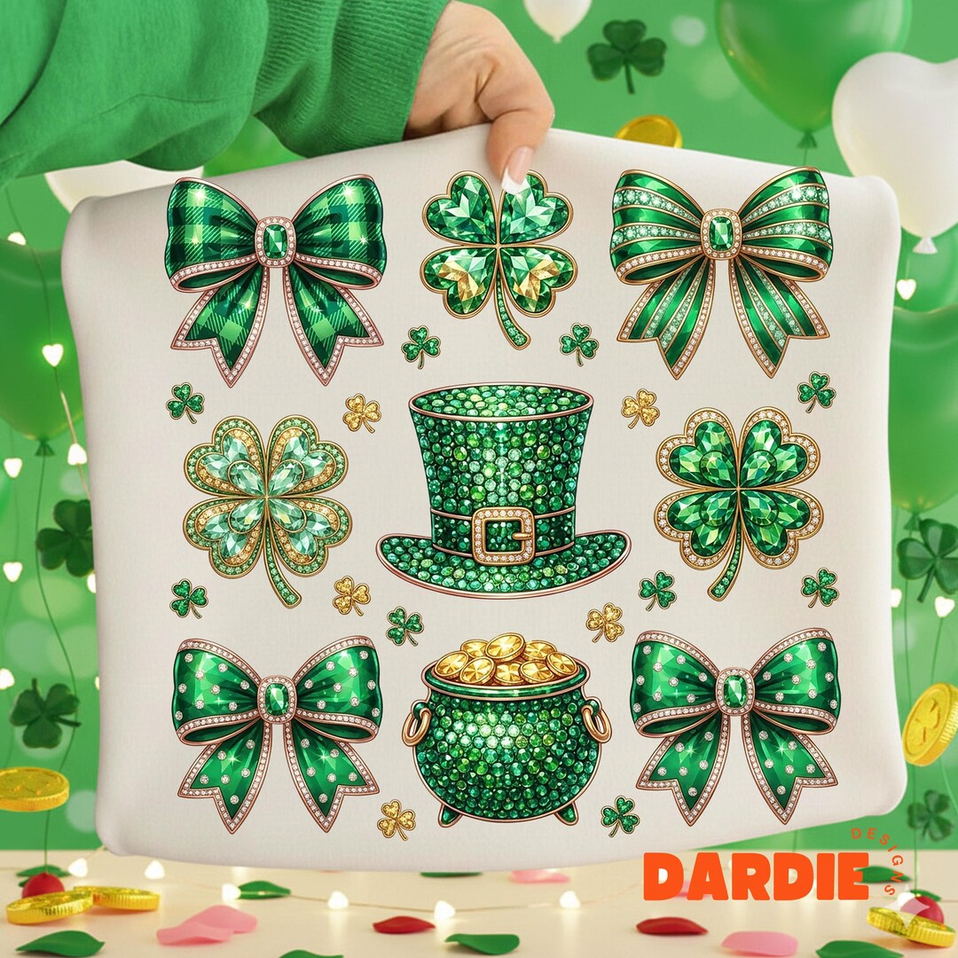 St Patrick's Day Bling PNG Jewels, Glitter, Lucky Bows Shamrocks ...