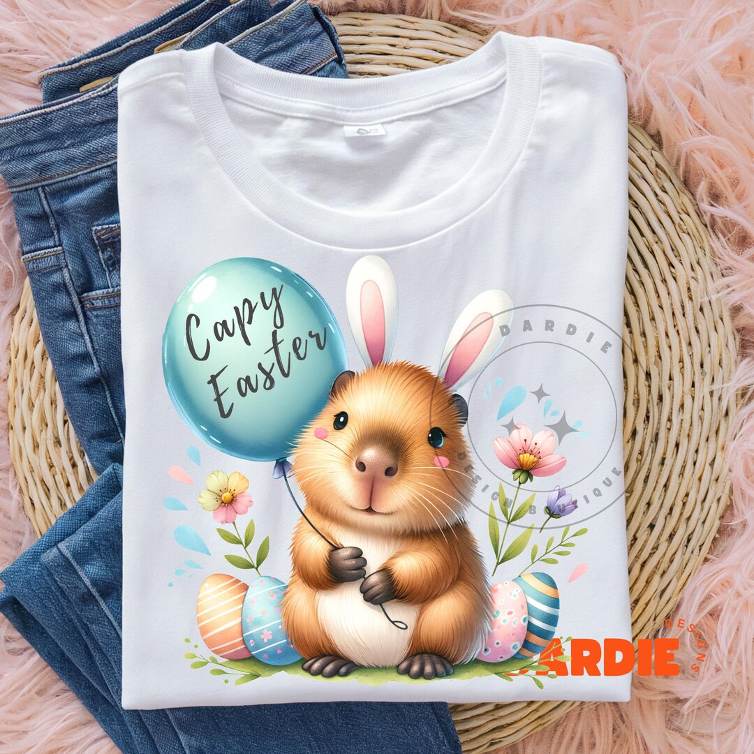 Cute Easter Capybara PNG Capy Easter, Bunny Ears Png, Spring Png ...