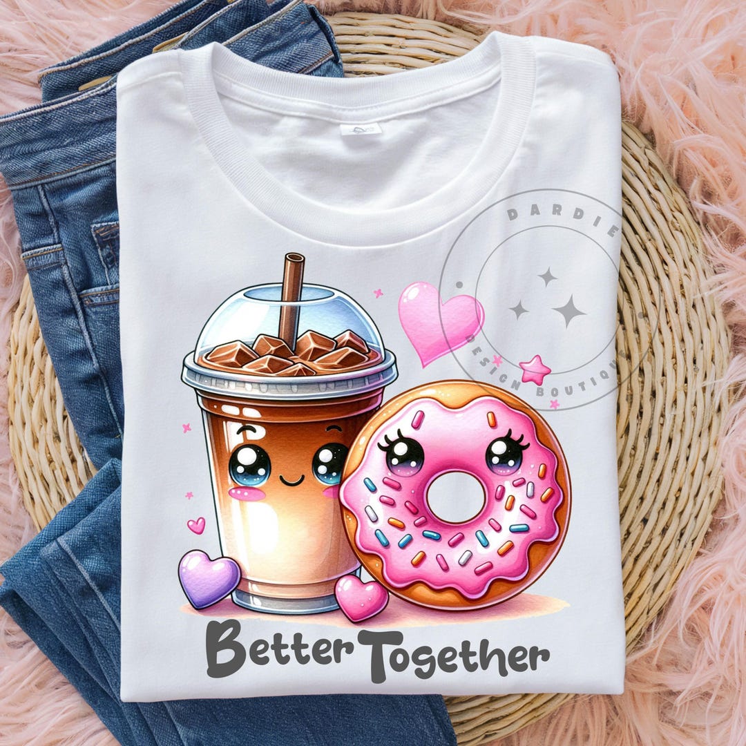 Kawaii Coffee and Donut Png Iced Coffee Png Latte Png Valentine Png ...