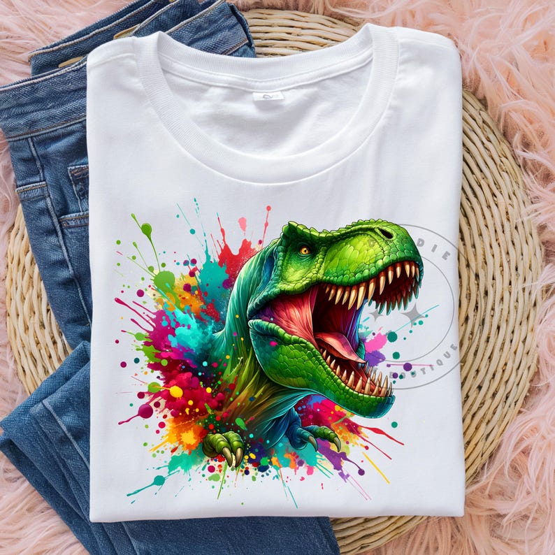 Dinosaur PNG T-rex PNG Colorful Watercolor Dinosaurs Sublimation Design ...