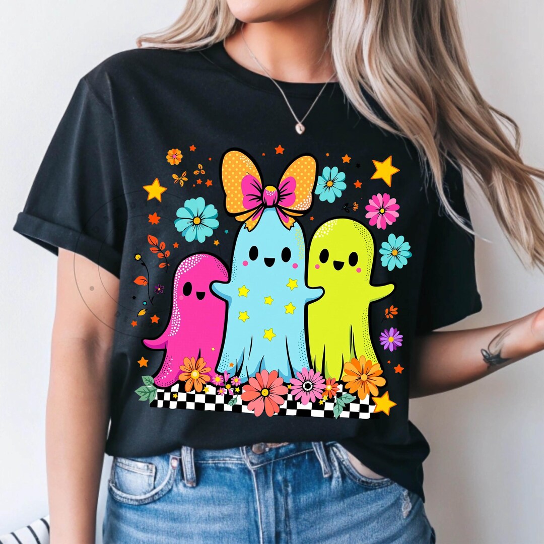 Retro Y2k Neon Ghost PNG, Cute Boo Halloween Sublimation Design ...