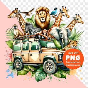 Safari Animals PNG Lion Zebra Giraffe Jungle Zoo Animals PNG ...