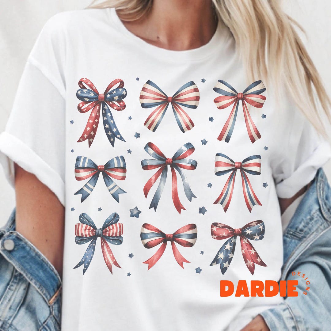 American Flag Coquette Bows Png, America Bow Png, Patriotic Bow Png ...