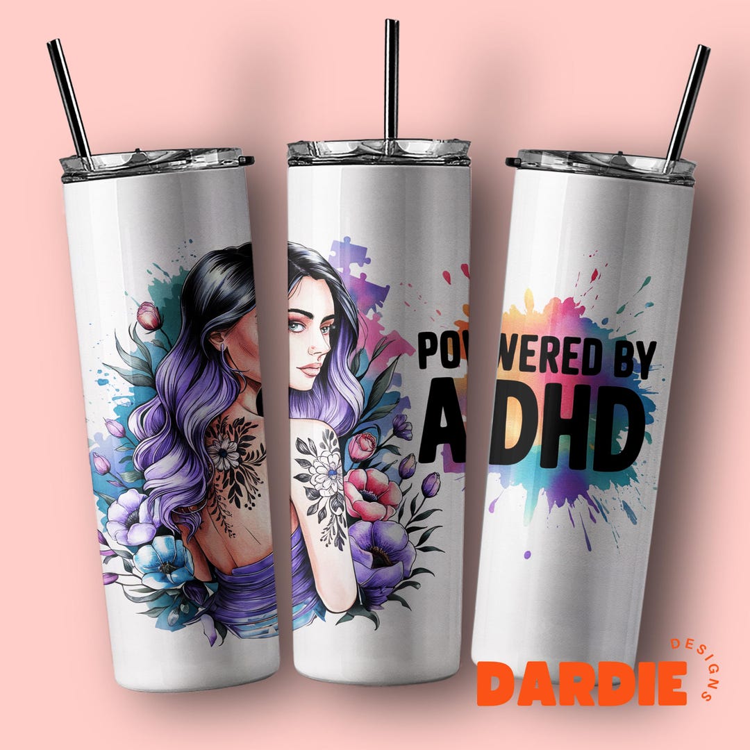 Powered by ADHA Tumbler Wrap Png Design Adhd Awareness Mama 20 Oz ...
