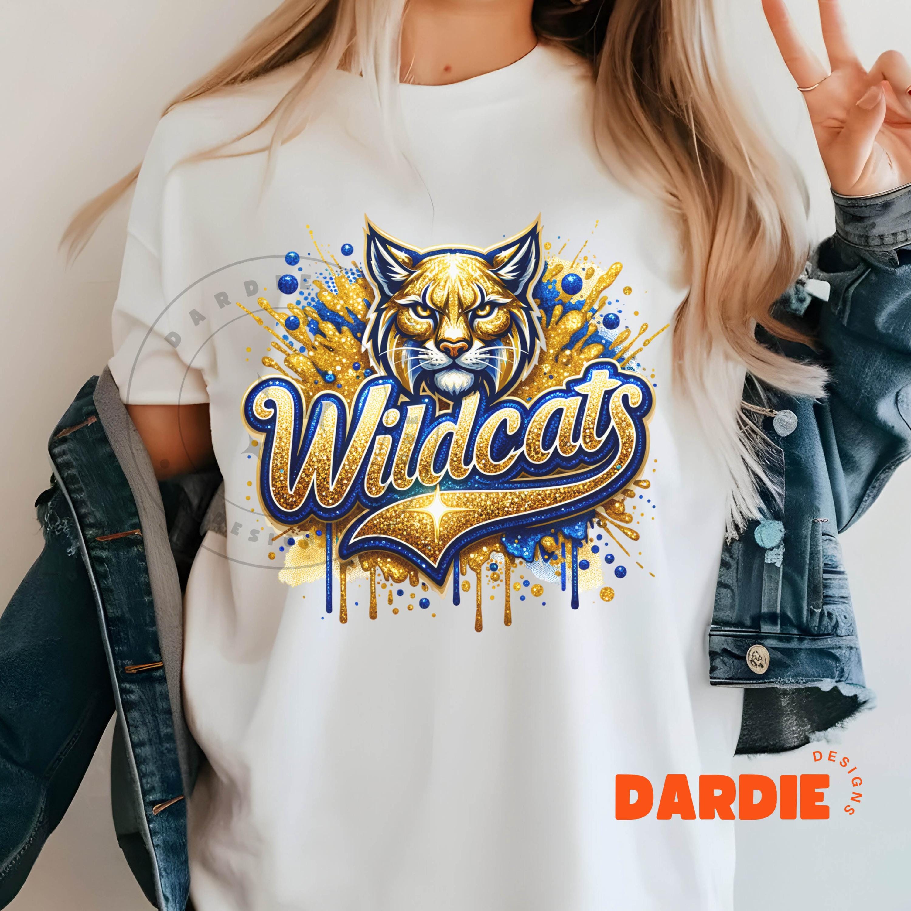 Blue Gold Wildcats PNG School Mascot Spirit Png Sublimation Design ...