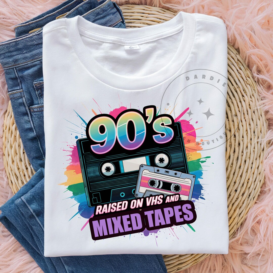 90s Kid PNG Raised on VHS and Mixed Tapes Png Vintage Retro Neon 90s ...