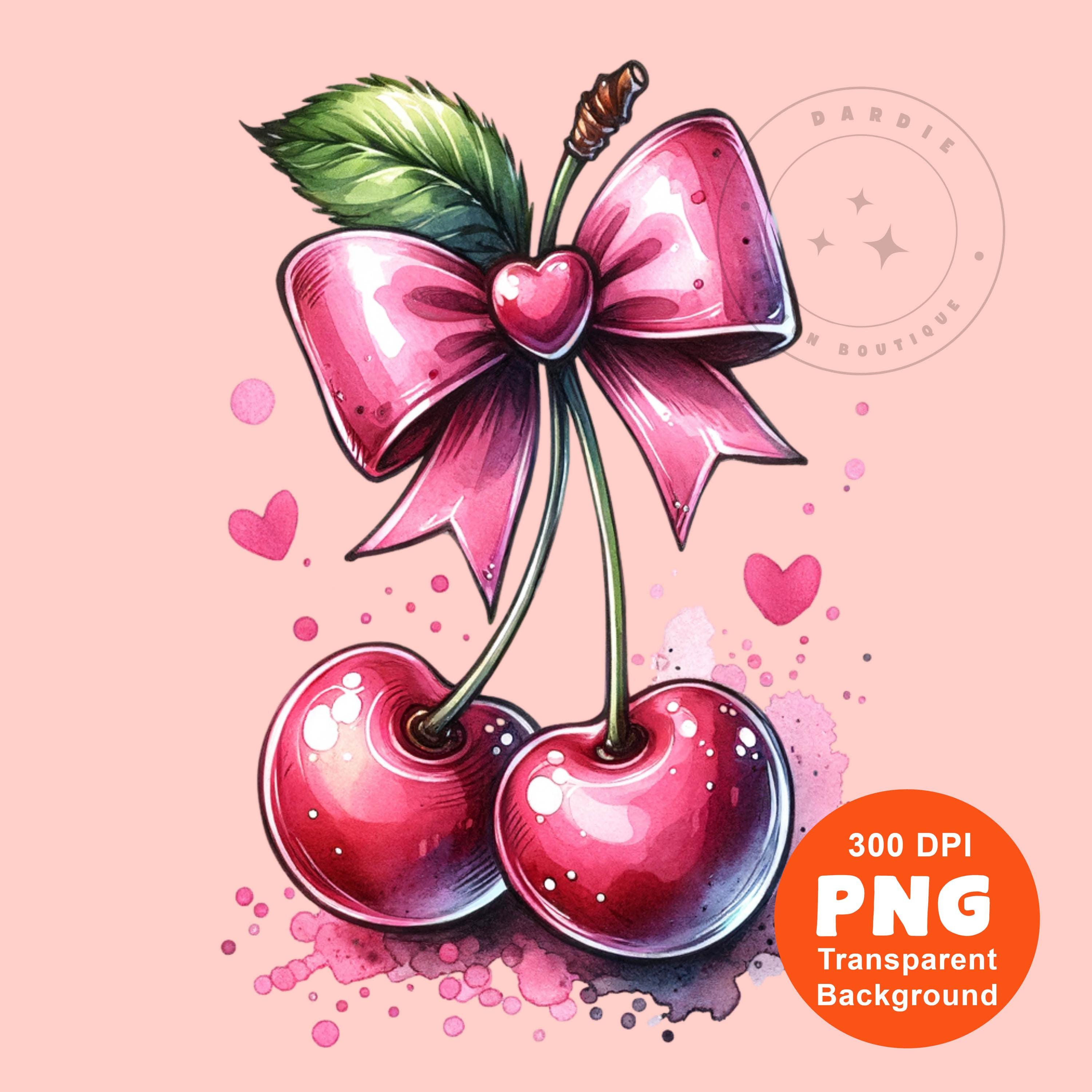 Coquette Cherries PNG, Pink Bow Png Cherry Valentine PNG Girls Shirt ...