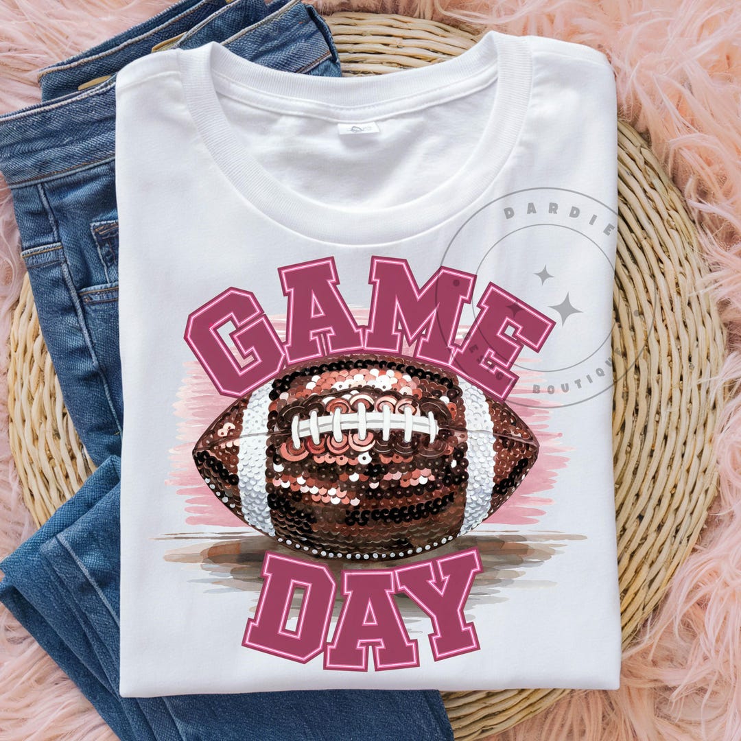 Game Day Pink Sequin Football PNG Football Game Png Pink Bling Football ...
