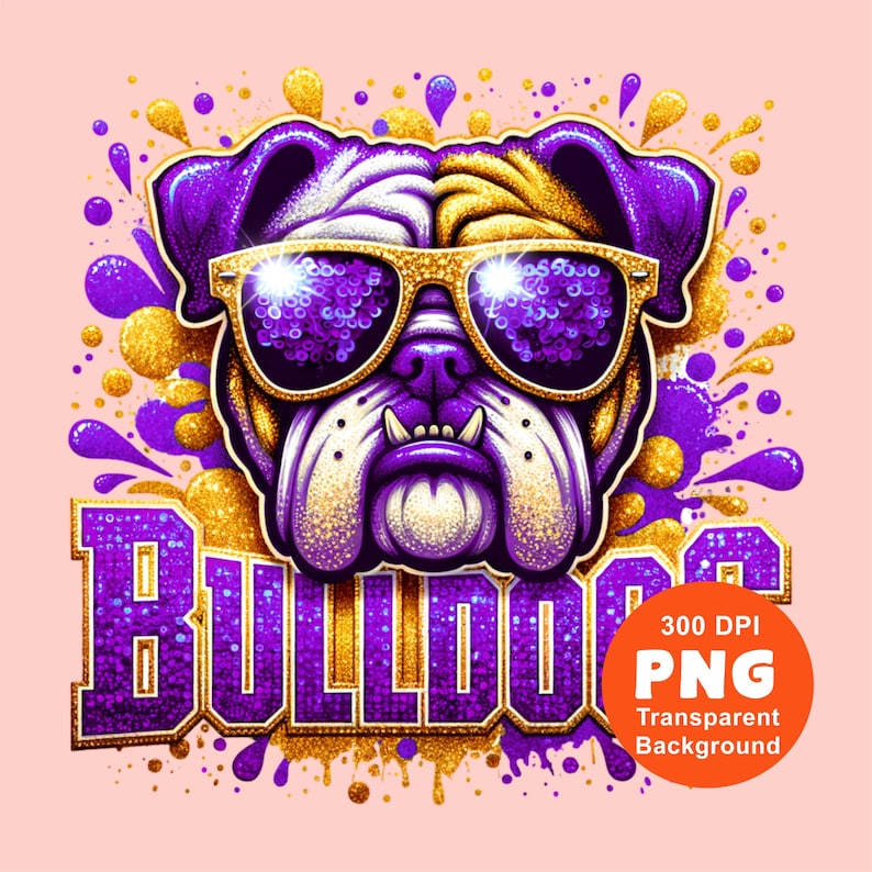 Bulldogs PNG: Purple Gold School Spirit Sports Team Mascot Sublimation ...