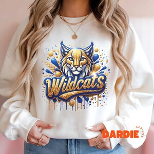 Blue Gold Wildcats PNG Wildcat Mascot Png Sport Png Football Baseball Basketball School Mascot ...