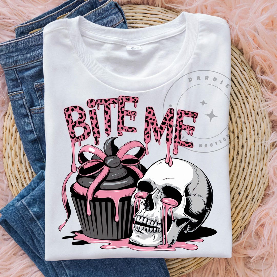 Sarcastic Goth Coquette Skeleton PNG Bite Me Skull Cupcake Png Gothic ...