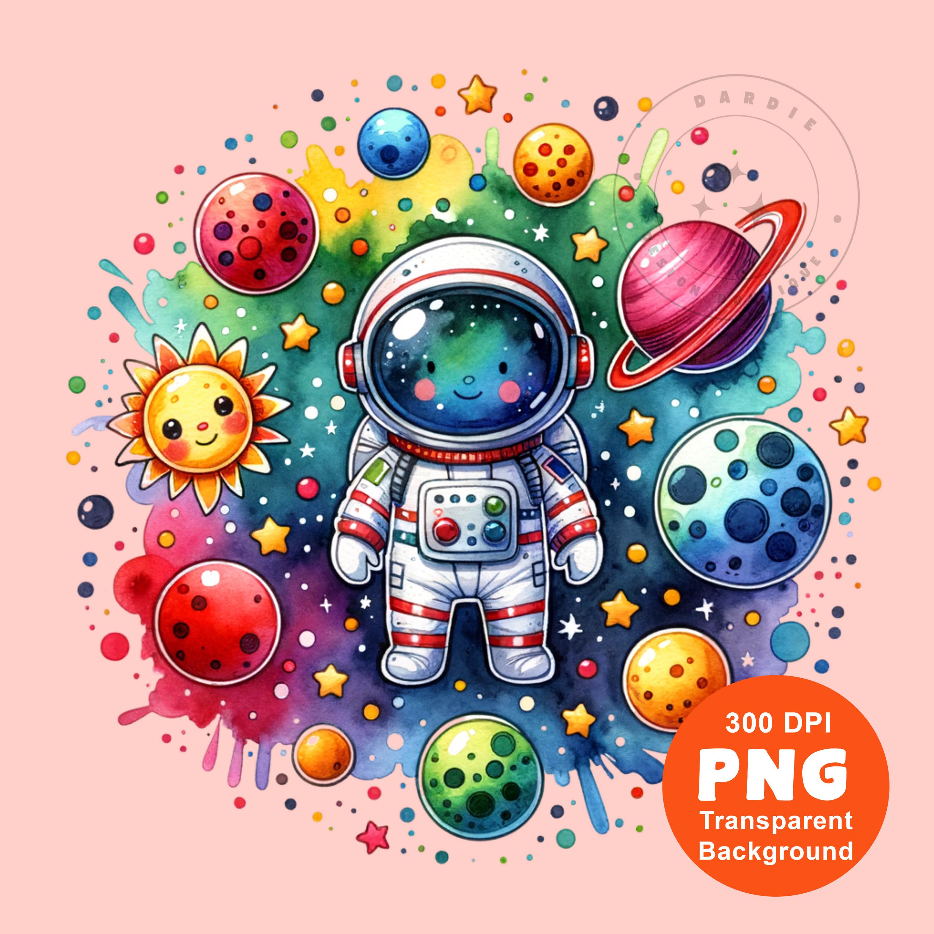 Astronaut PNG Astro Space Cartoon Planets Sublimation Design for POD ...