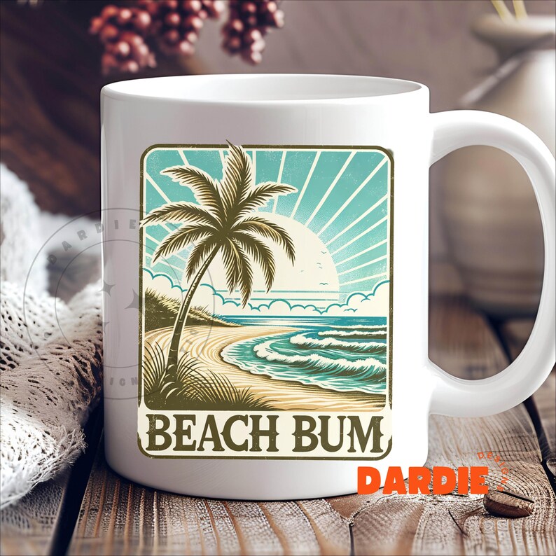Beach Bum PNG, Retro Beach Sunset Png, Beachy Vibes, Coastal Trip ...