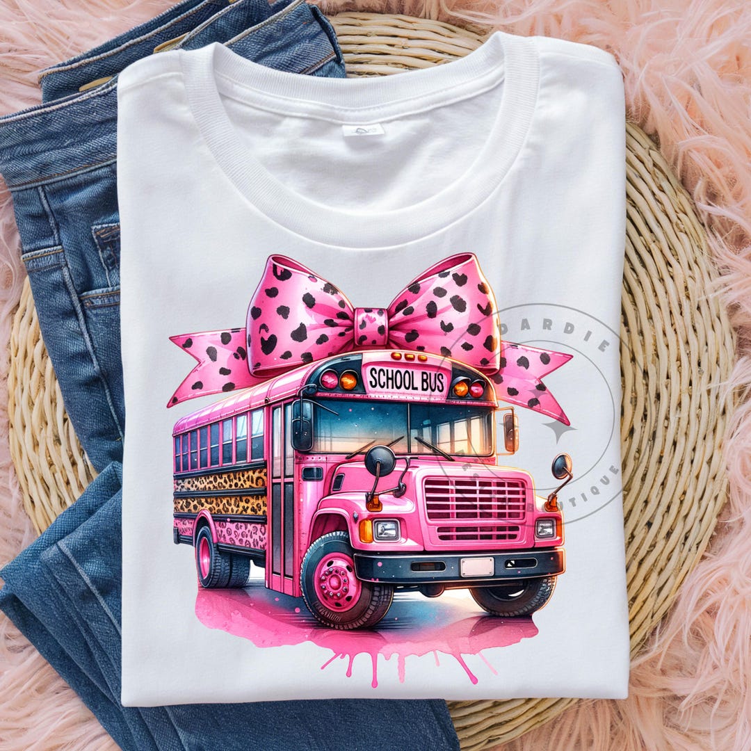 Pink Bus Driver PNG Leopard Print School Bus Png Sublimation Design ...