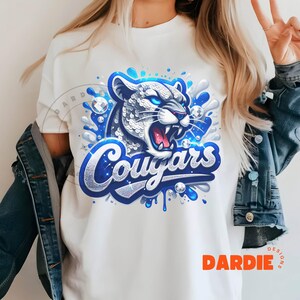 Blue Cougars PNG Cougar School Spirit Mascot Sublimation Design Clipart ...