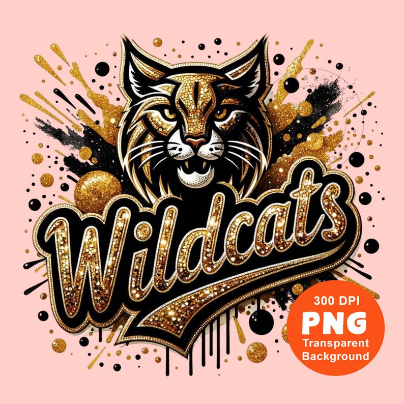 Black Gold Wildcats PNG Wildcat Mascot Png Sport Png Football Baseball ...