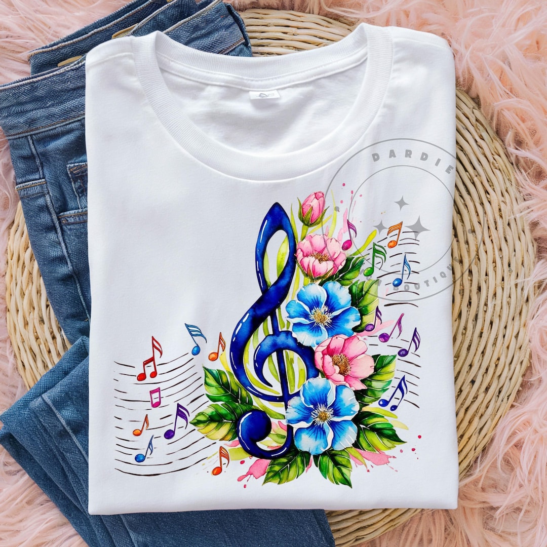 Pretty Music Note Png Musical Notes Colorful Floral Band Mom Girly Band ...