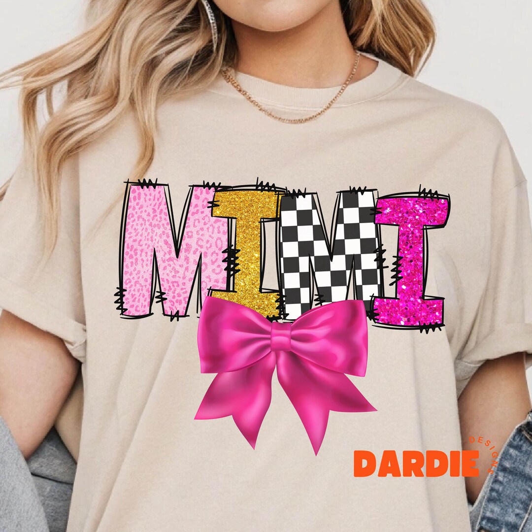 Pink Leopard Mimi PNG Doodle Letters Glitter Coquette Mama Mimi Mothers ...