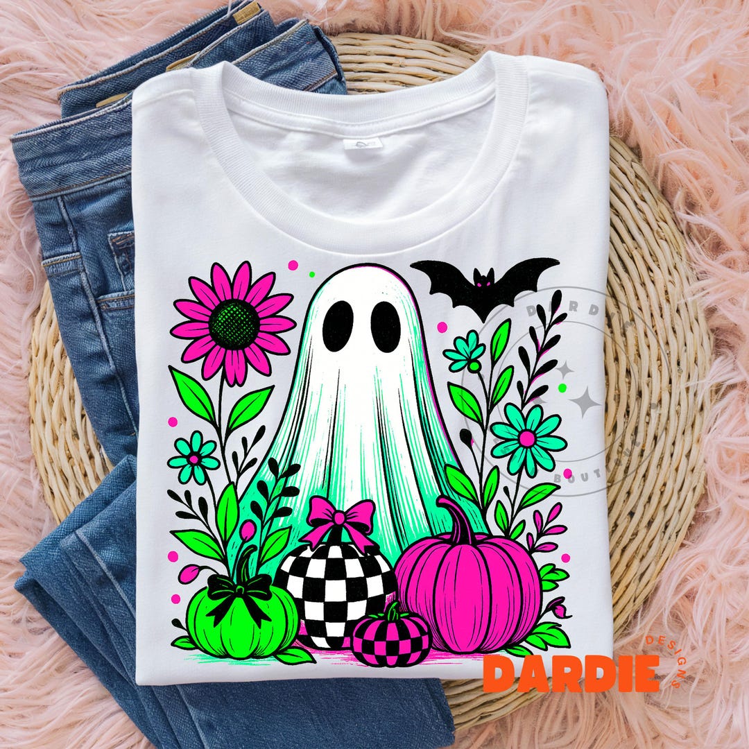 Neon Ghost PNG, Cute Boo Halloween Sublimation Design, Retro Y2k ...