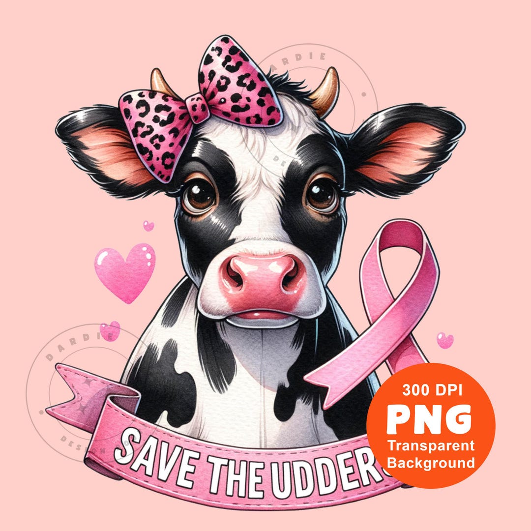 Save the Udders Png Breast Cancer Awareness Funny Cow Png Design Pod ...