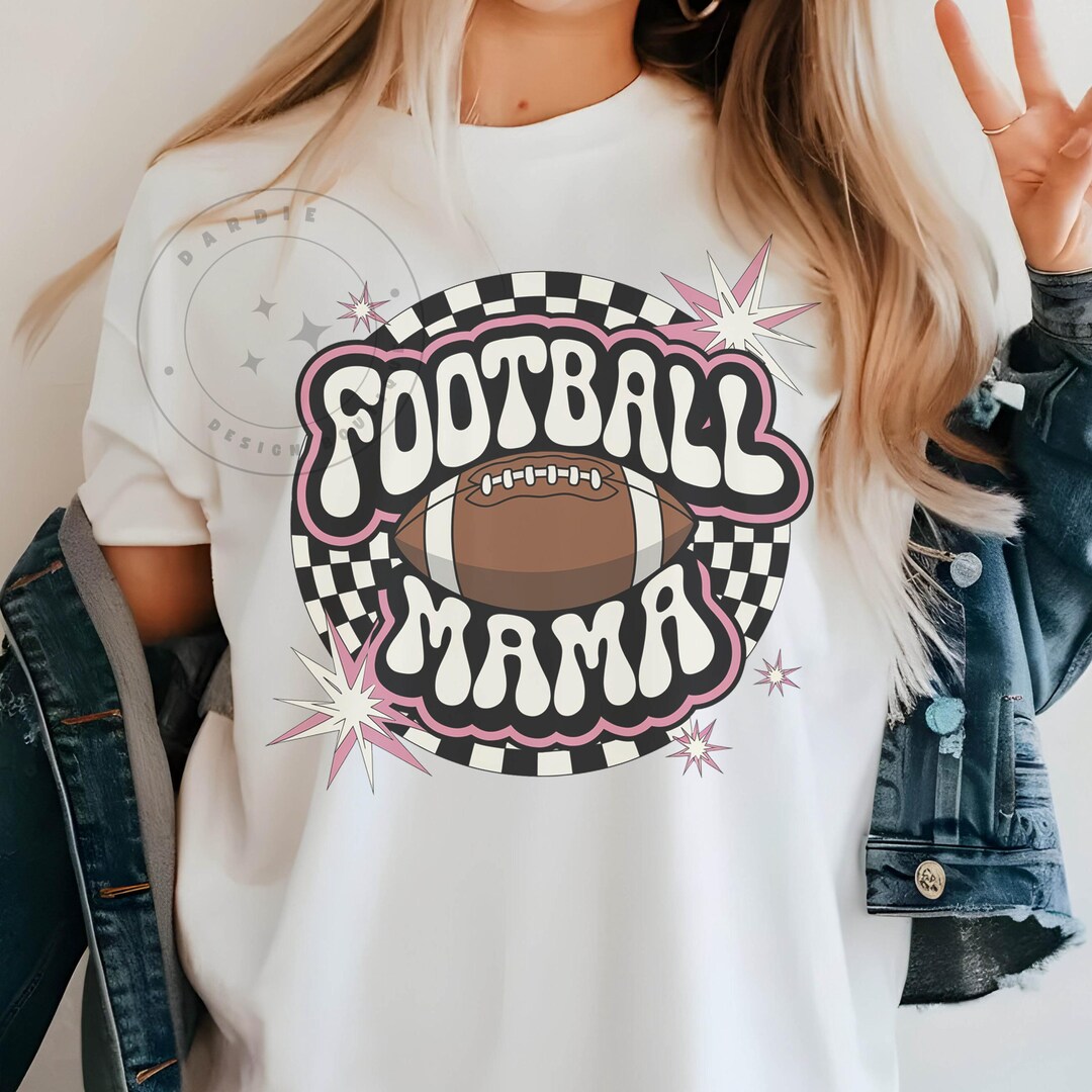 Pink and Black Football Mama PNG 80s 90s Vintage Football Mama Tshirt ...