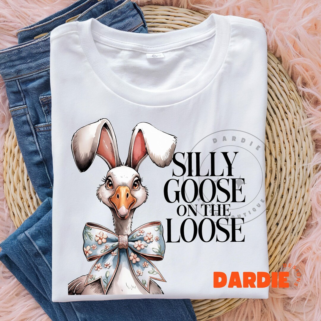 Silly Goose on the Loose PNG Funny Easter Bunny Ears Coquette Bow ...