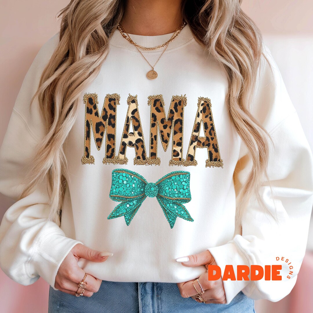 Western Mama PNG Coquette Bow Country Western Turquoise Leopard Print ...