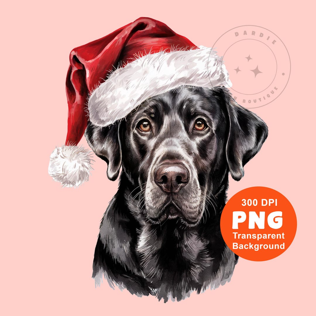 Christmas Black Lab PNG Santa Retriever Dog Png Christmas Dog Lover ...
