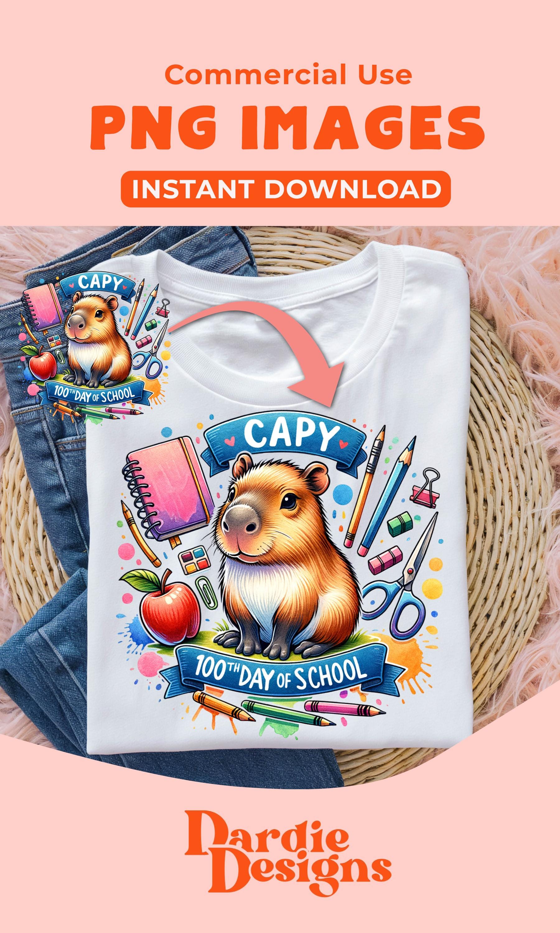 Capy 100th Day of School PNG Capybara Trending Teacher Tshirt Png ...