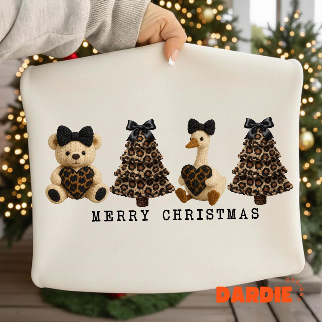 Merry Christmas PNG Trending Goose Bear Leopard Trees Sublimation ...