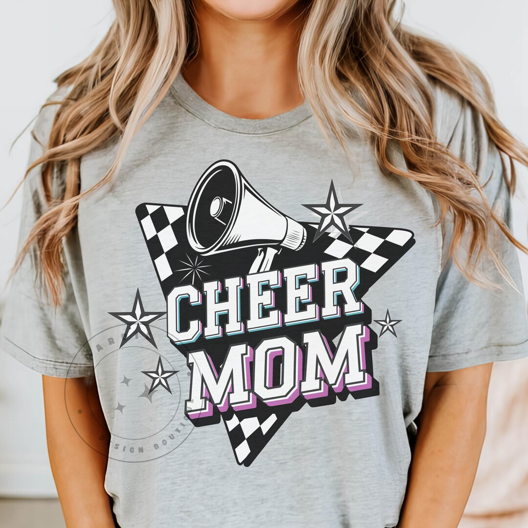 Retro 80s Cheer Mom PNG 90s Cheer Mom Png Tshirt Design Checkerboard ...