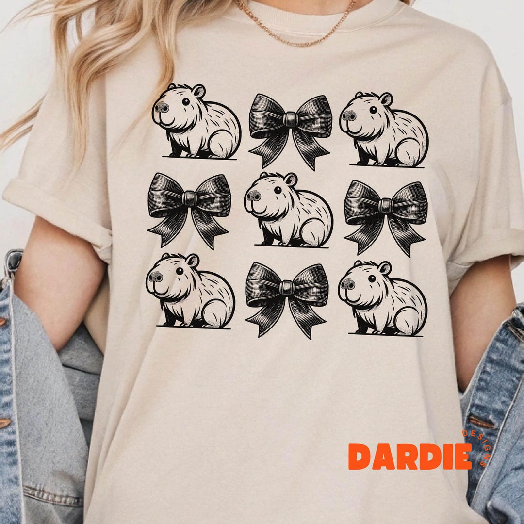 Cute Coquette Capybaras PNG Capy and Bows Capybara Lover Sublimation ...