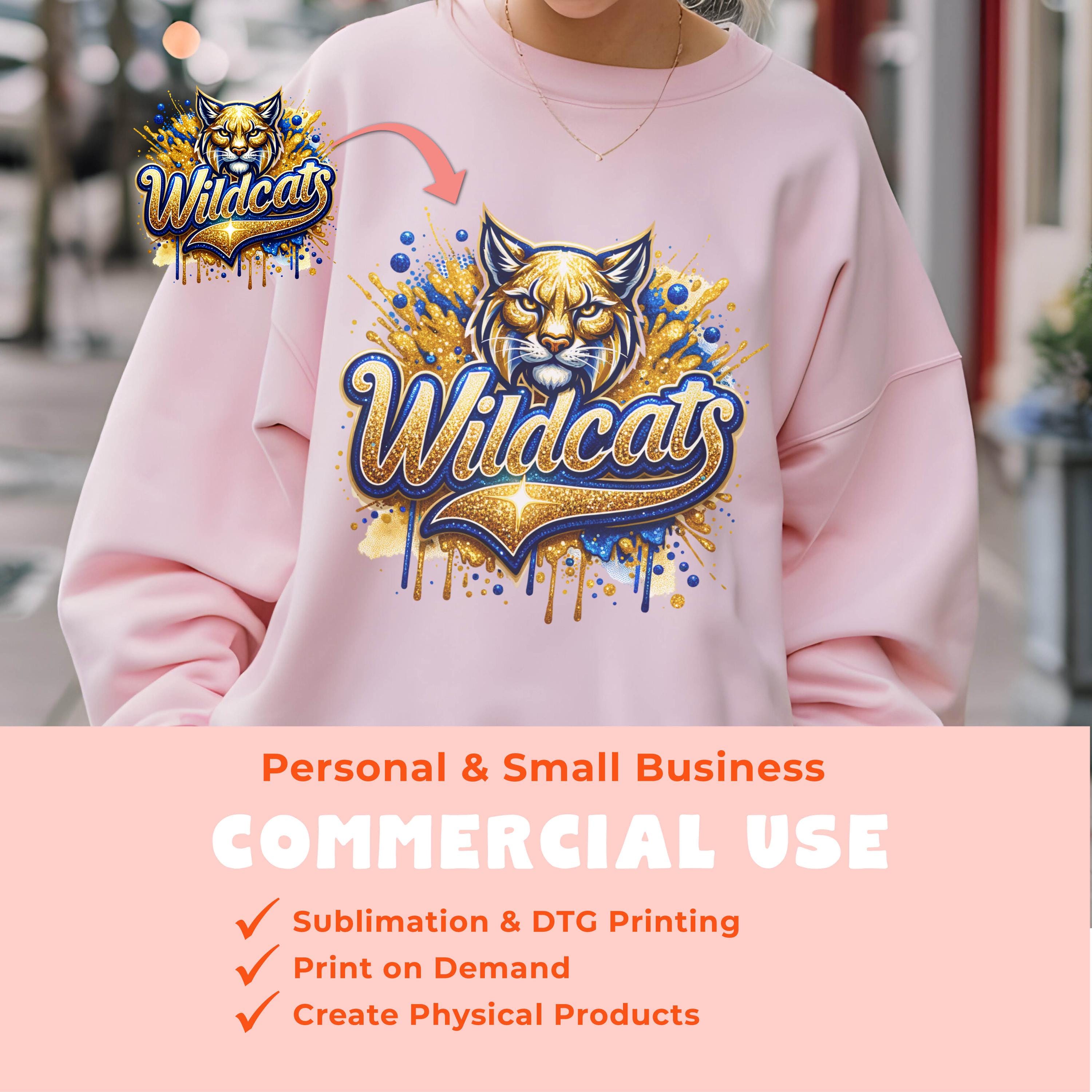 Blue Gold Wildcats PNG School Mascot Spirit Png Sublimation Design ...