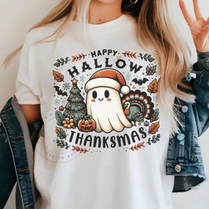 Happy Hallothankmas Santa Ghost PNG Halloween Christmas Thanksgiving ...