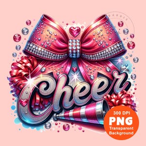 Pink Cheer PNG Glitter Football Game Day Cheerleader Png Sublimation ...