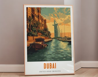 Dubai UAE Vintage Travel Poster - Etsy Canada